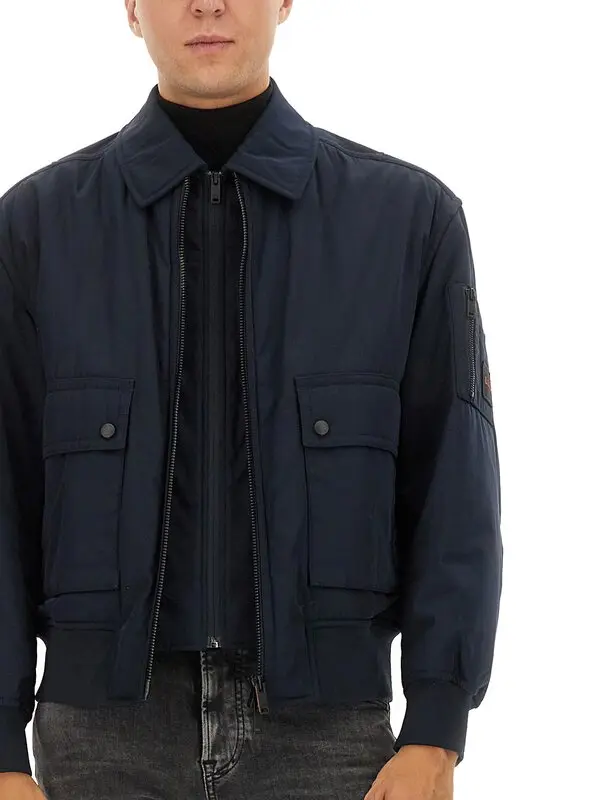 Hugo Boss Bomber Jacket With Removable Lining - Blue