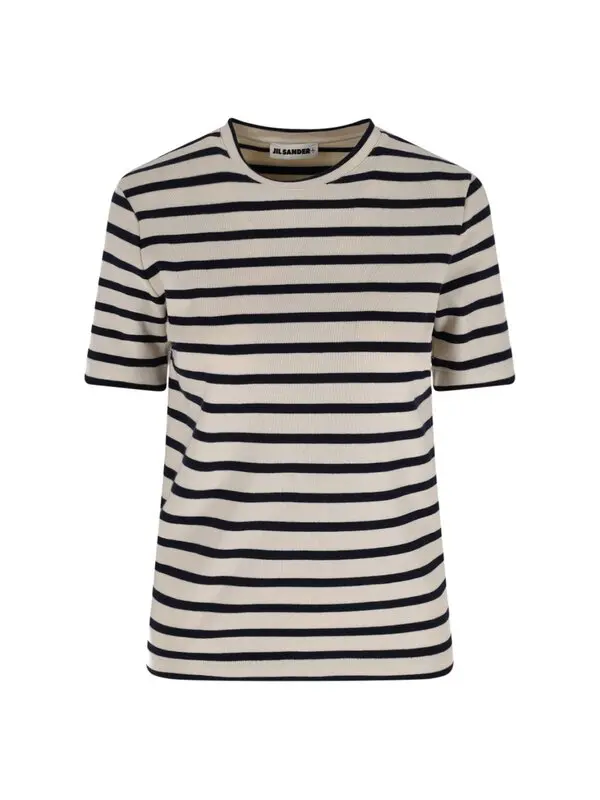 JIL SANDER Striped Cotton Crewneck T-shirt