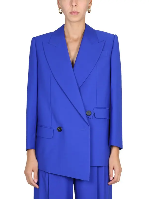 Alexander McQueen Structured Double-breasted Jacket - Blue