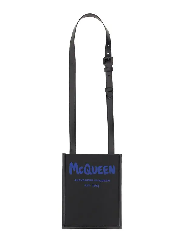 Alexander McQueen Smartphone Bag With Graffiti Logo - Black