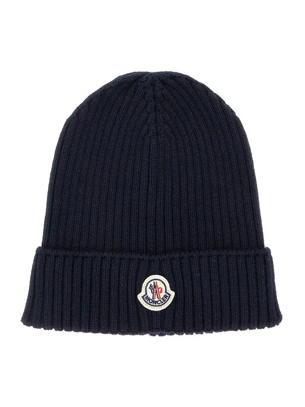 Moncler Logo Beanie Hat - Blue
