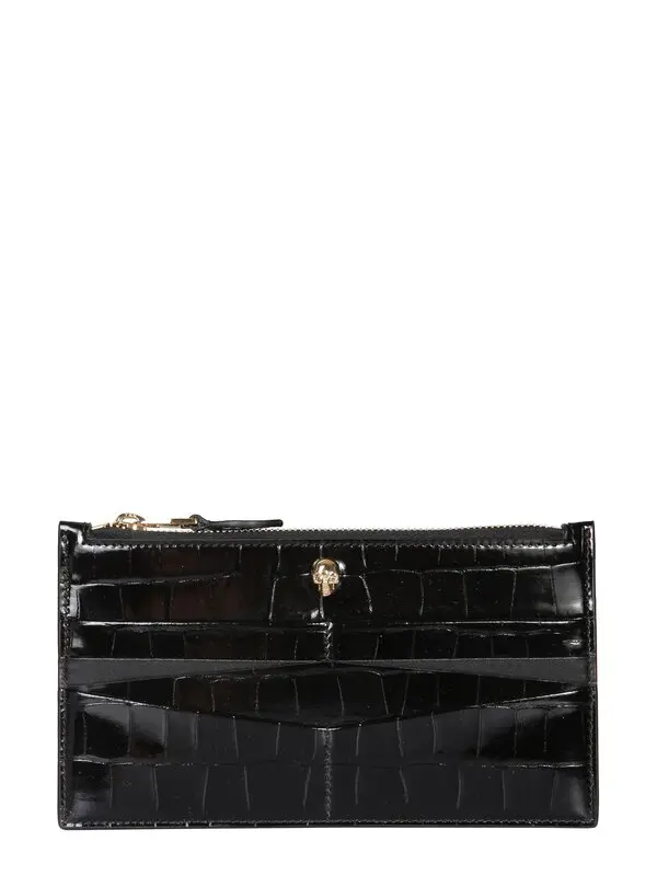 Alexander McQueen Flat Wallet With Zipper - Black