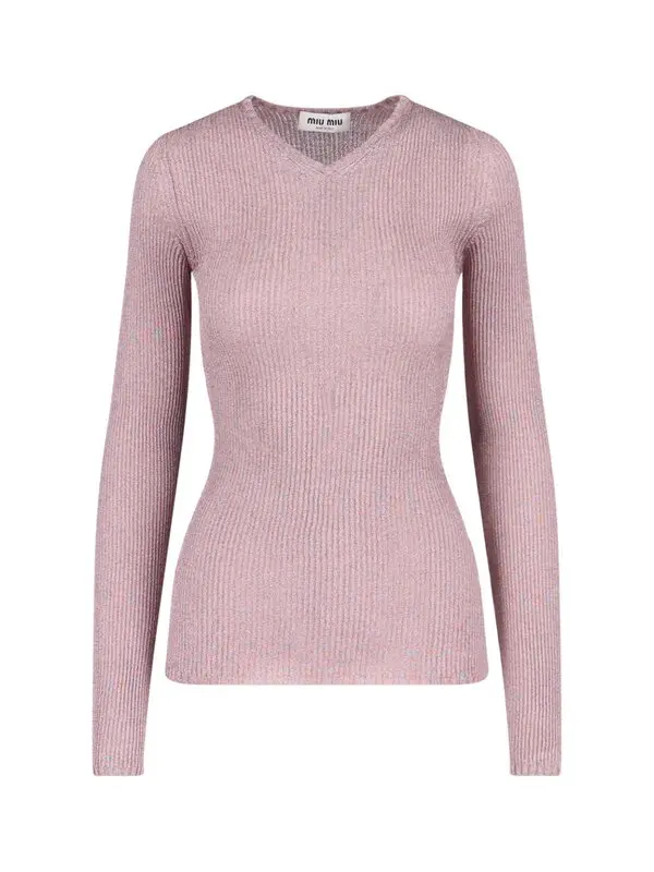 Rick Owens Ribbed Long Sleeve Sweater - Pink