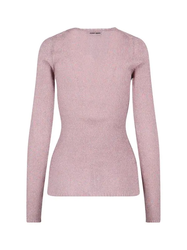 Rick Owens Ribbed Long Sleeve Sweater - Pink