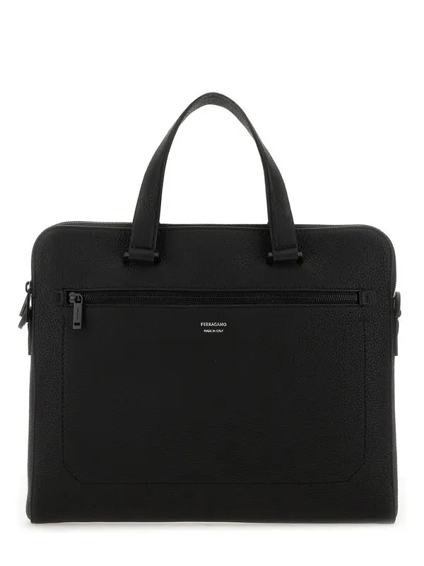 FERRAGAMO Leather Briefcase - Black