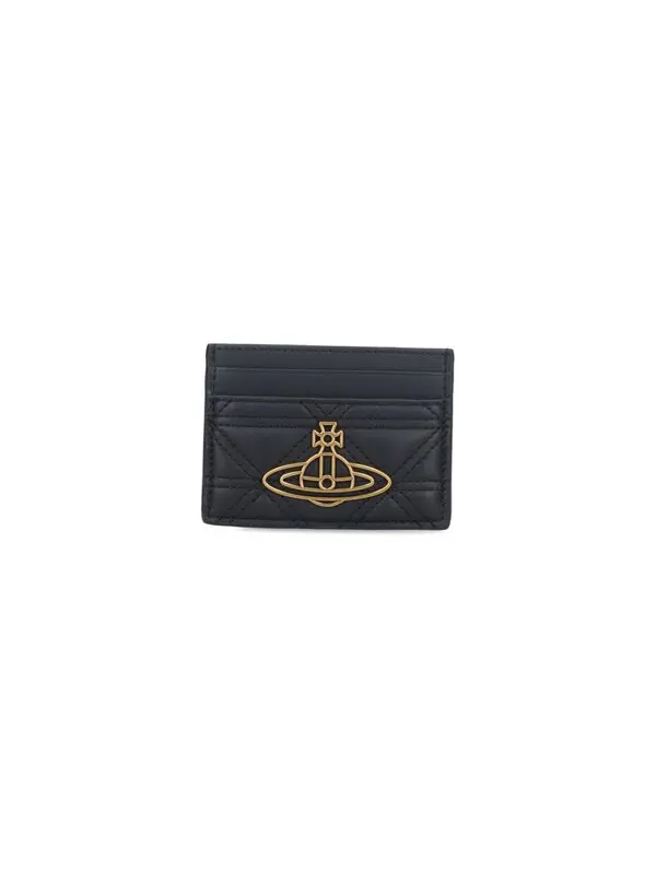 VIVIENNE WESTWOOD Quilted Logo Card Holder - Black
