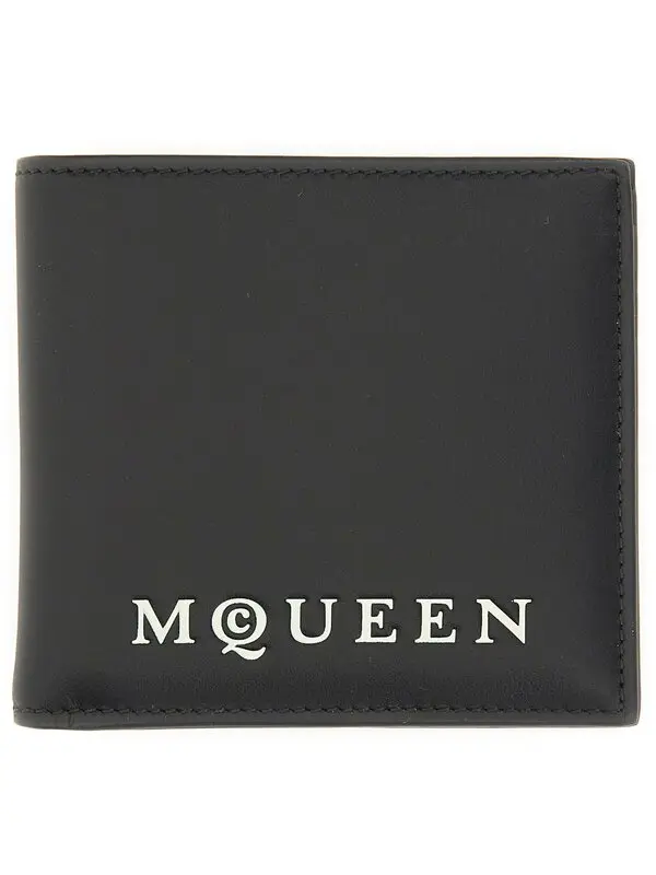 Alexander McQueen Bifold Wallet With Logo - Black