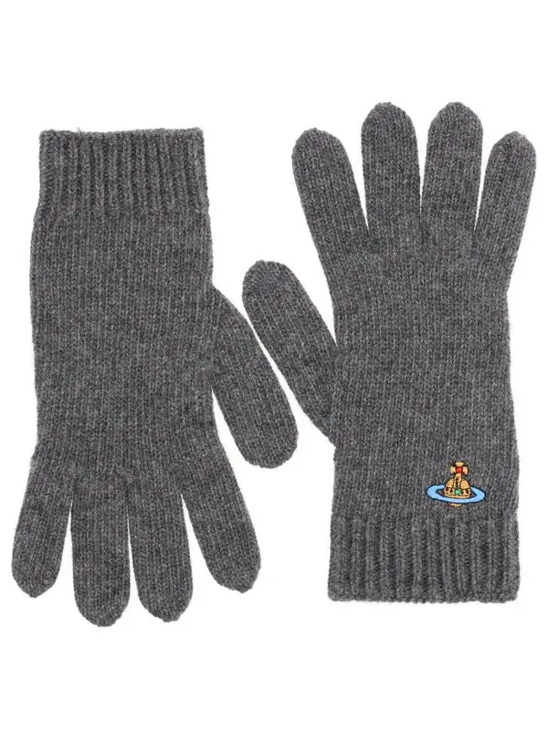 VIVIENNE WESTWOOD Gloves With Orb Embroidery - Grey