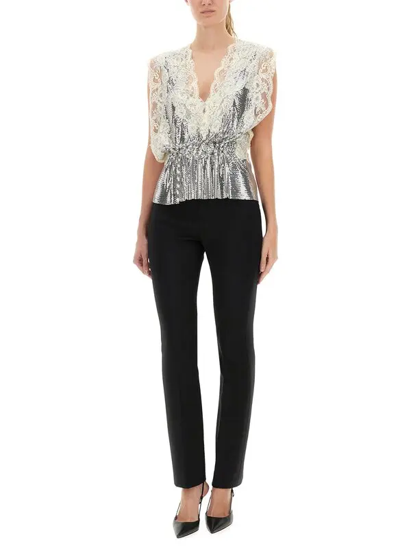 Rabanne Lace And Sequin Top - Silver