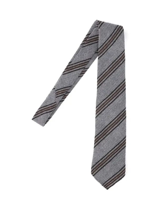 FINAMORE 1925 Striped Standard Tie - Gray