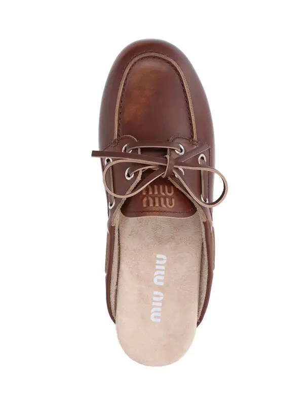 Miu Miu Calf Leather Mules - Brown