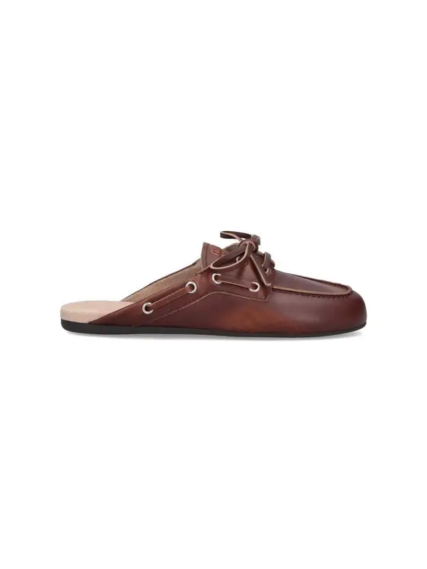 Miu Miu Calf Leather Mules - Brown