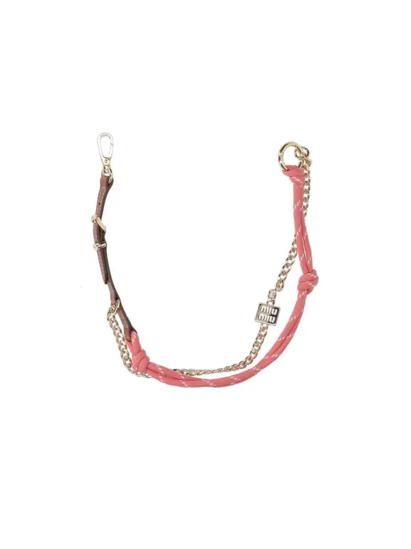 Miu Miu Leather And Rope Keyring - Pink