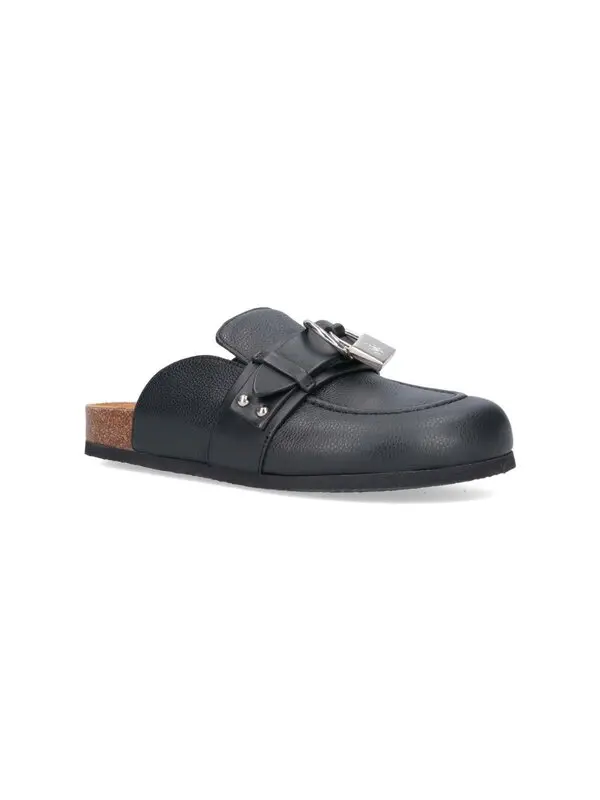 JW Anderson Leather Mules With Metal Detail - Black