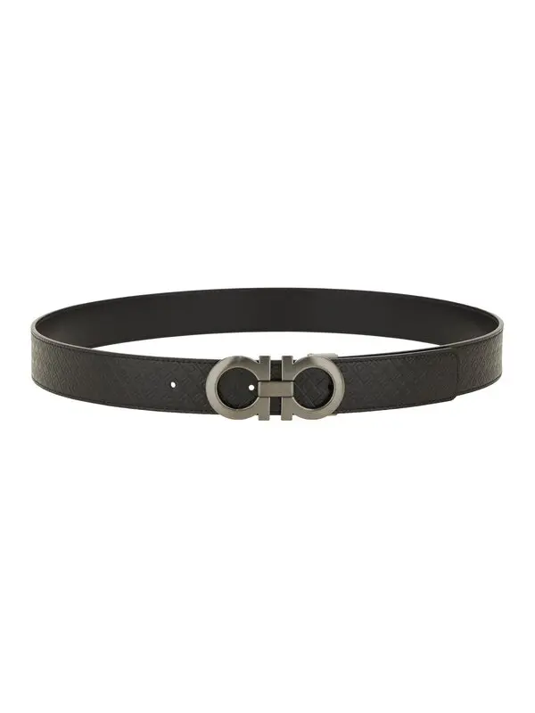 FERRAGAMO Reversible "hooks" Belt - Black