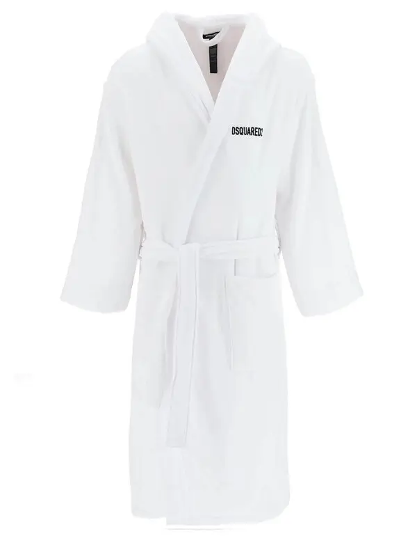 Dsquared2 Bathrobe With Logo - White