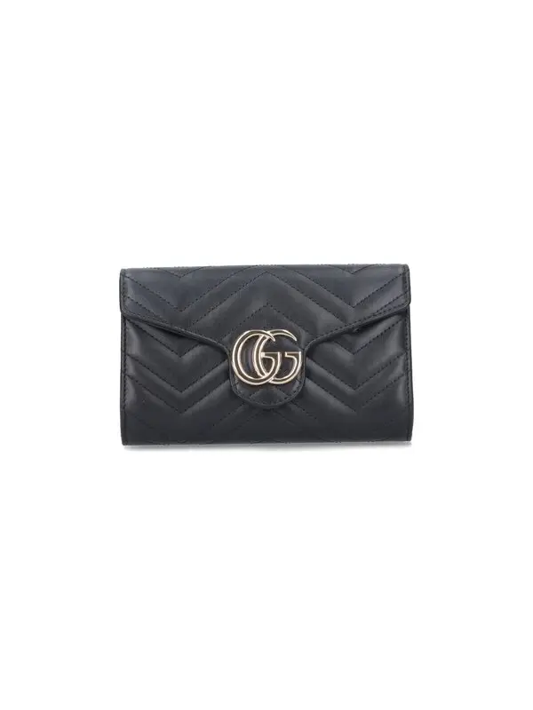 Gucci Wallet With Chain "gg Marmont - Black