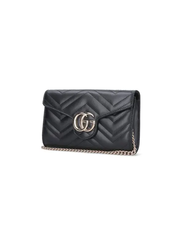 Gucci Wallet With Chain "gg Marmont - Black