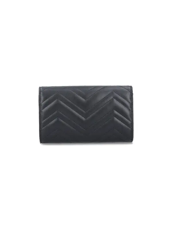 Gucci Wallet With Chain "gg Marmont - Black