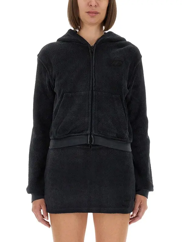 Alexander Wang Cotton Terry Zip-up Sweatshirt - Black