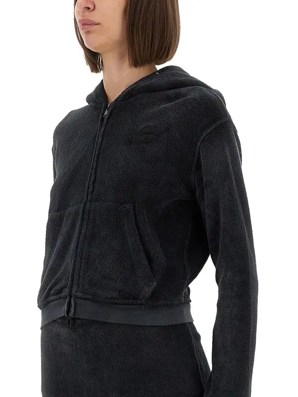 Alexander Wang Cotton Terry Zip-up Sweatshirt - Black
