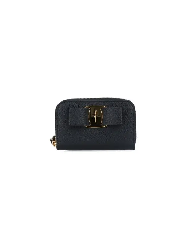 FERRAGAMO Fiocco Vara' Business Card Holder - Black
