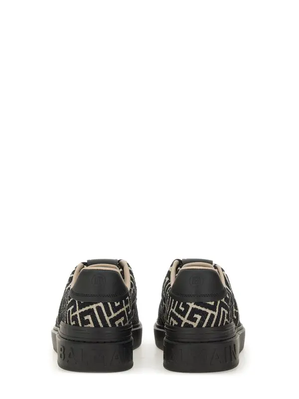 Balmain Jacquard "b-court" Low Top Sneakers - Black