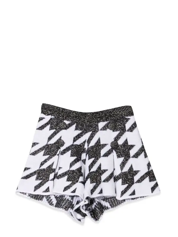 SIMONETTA Houndstooth Pleated Shorts - Black