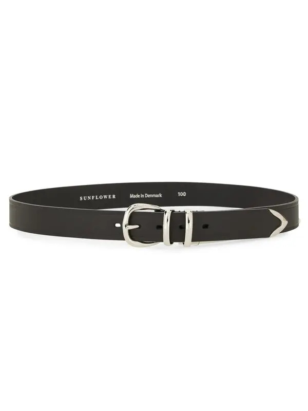 SUNFLOWER Leather Belt - Black