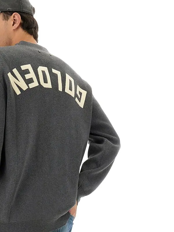 GOLDEN GOOSE Logo Lapel Cardigan - Grey