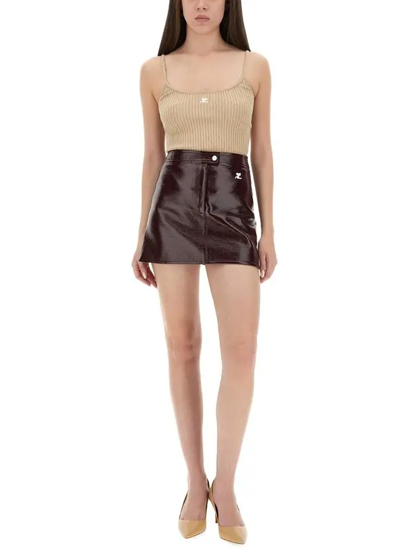 COURREGES Vinyl Mini Skirt 'reedition - Bordeaux