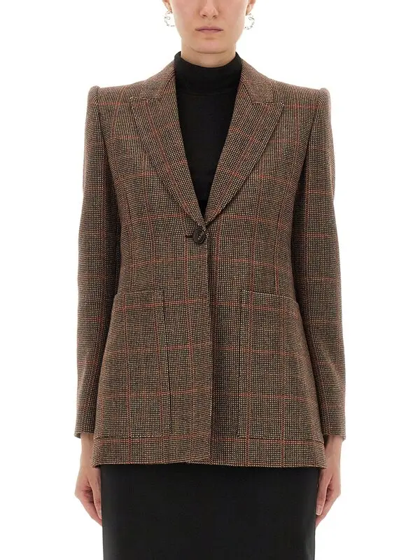 Chloé Plaid Wool Tailored Jacket