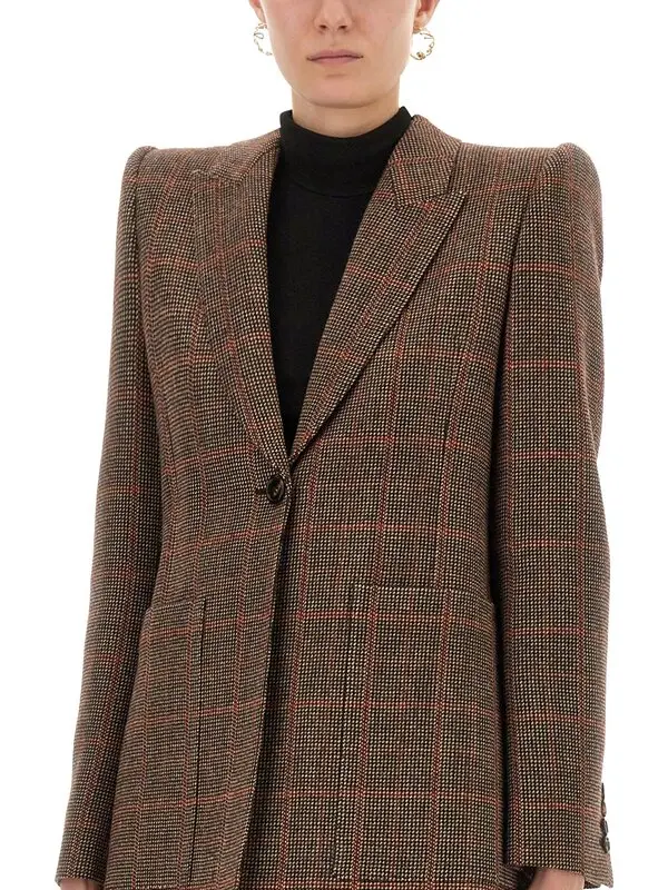 Chloé Plaid Wool Tailored Jacket