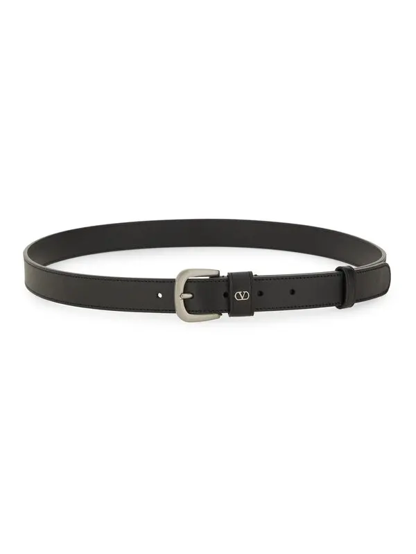 Valentino Garavani Vlogo Signature Leather Belt - Black