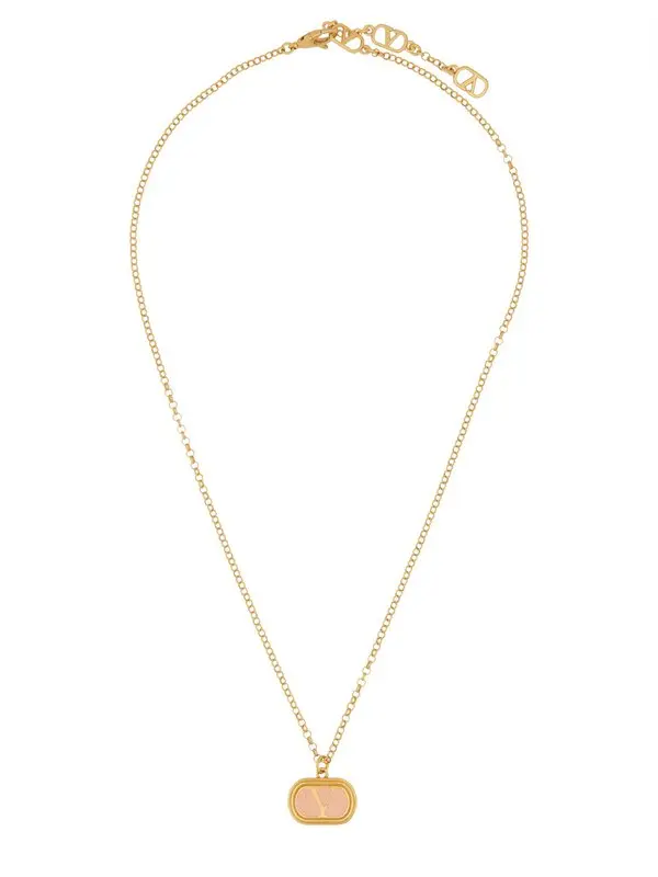 Valentino Garavani Brass And Enamel "ovalette" Necklace - Gold