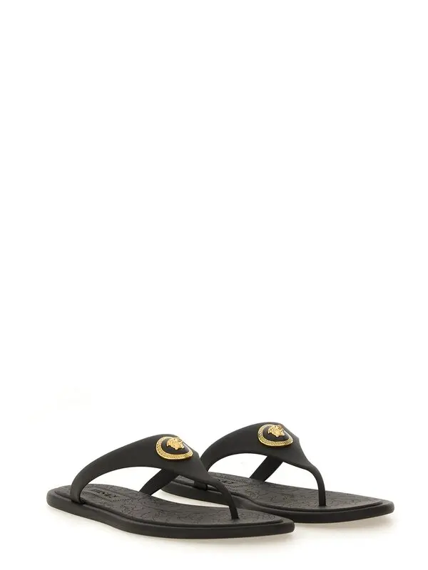 Versace Thong Sandals - Black
