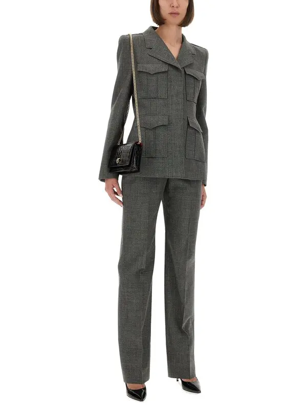 Alexander McQueen Wool Straight Leg Pants - Grey