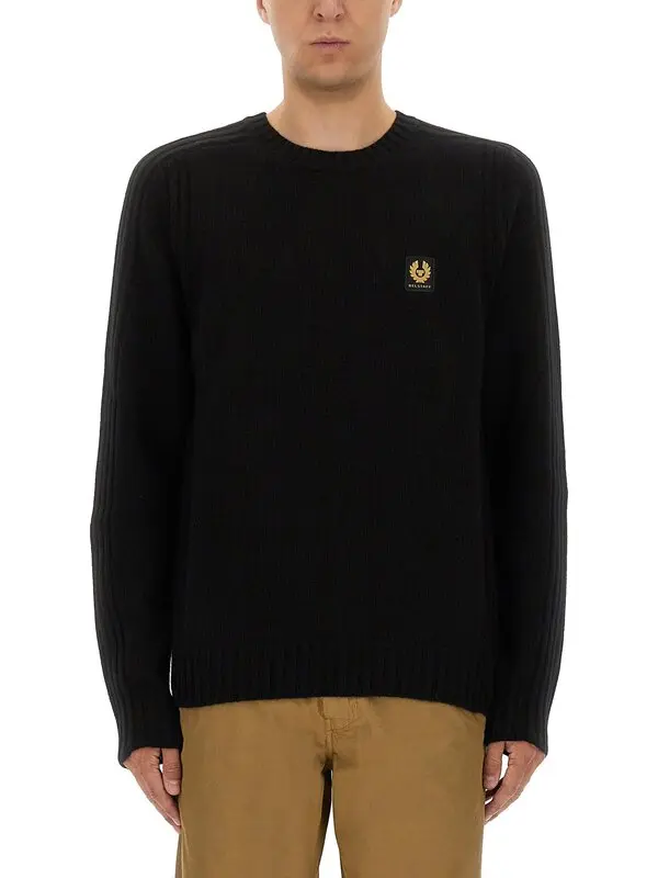 Belstaff Jersey With Logo Patch - Black