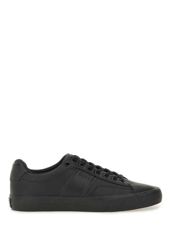 BOSS Leather Low Top Sneaker - Black