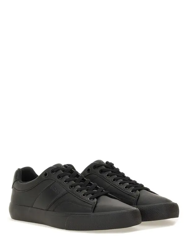BOSS Leather Low Top Sneaker - Black