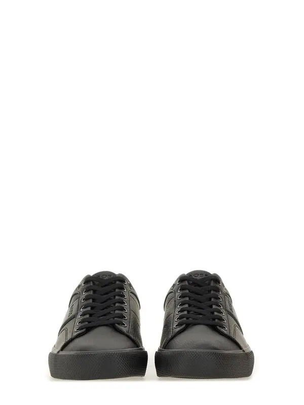 BOSS Leather Low Top Sneaker - Black