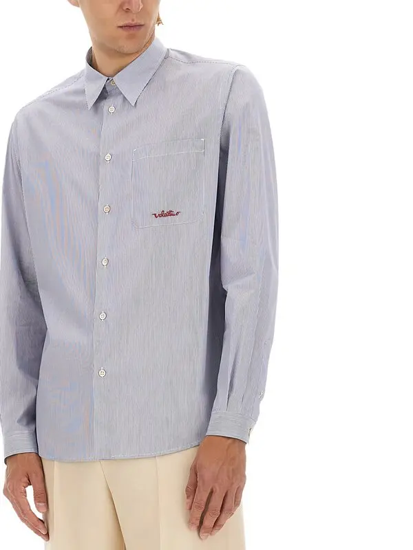 Valentino Garavani Striped Cotton Shirt - Azure