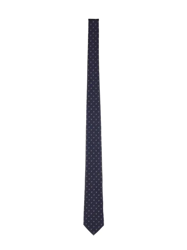 FERRAGAMO Jacquard Gancini Neck Tie - Blue