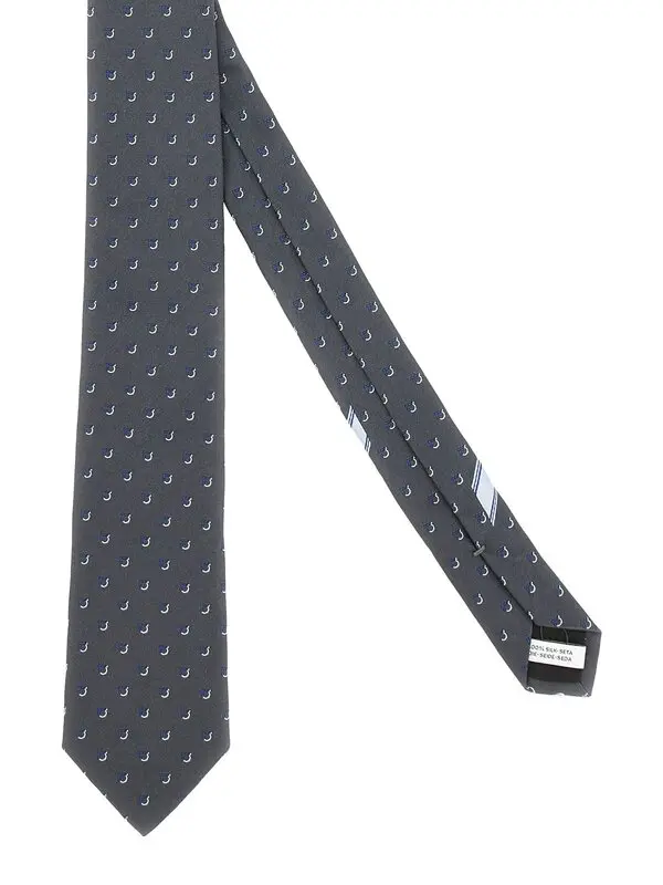 FERRAGAMO Jacquard Gancini Neck Tie - Grey