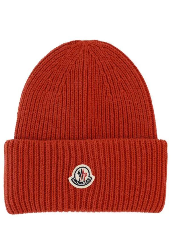 Moncler Wool Cap With Logo - Red