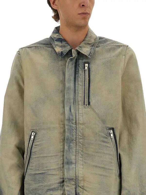 Rick Owens Jacket With Concealed Zipper - Denim