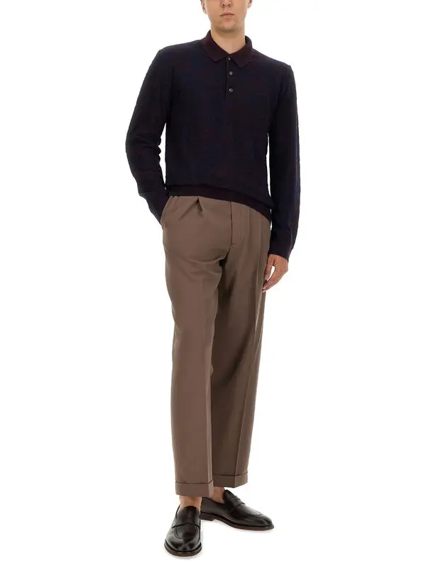 Etro Long-sleeved Polo Shirt - Blue