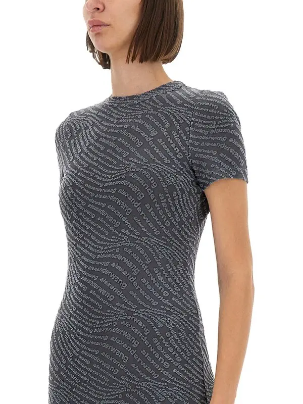 alexander wang dress grey Alexander Wang // Grey Ribbed Logo Elastic Dress – VSP Consignment