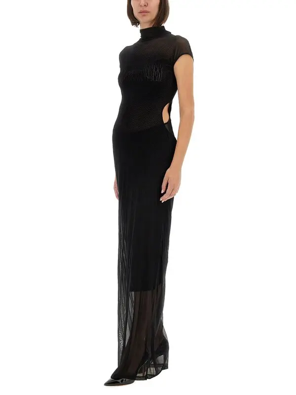 JEAN PAUL GAULTIER Mesh Dress With Flocked Logo