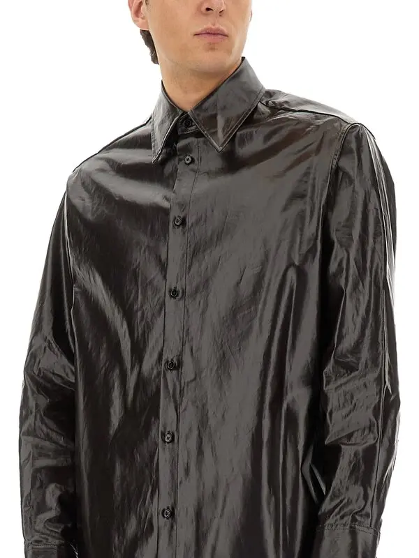 MAISON MARGIELA Shiny Linen Shirt - Brown